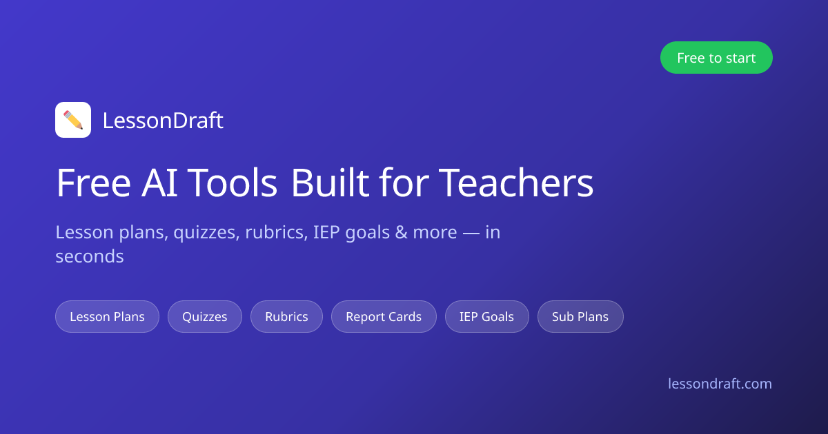 LessonDraft — Free AI Lesson Plan Generator for Teachers